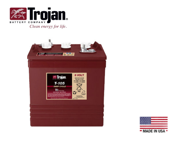 แบตเตอรี่ Trojan T-105 6V 225AH จากอเมริกา Deep Cycle Flooded Batteries ...
